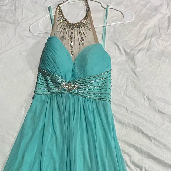 Xscape | Dresses | Jewel Teal Prom Dress With Halter Top | Poshmark